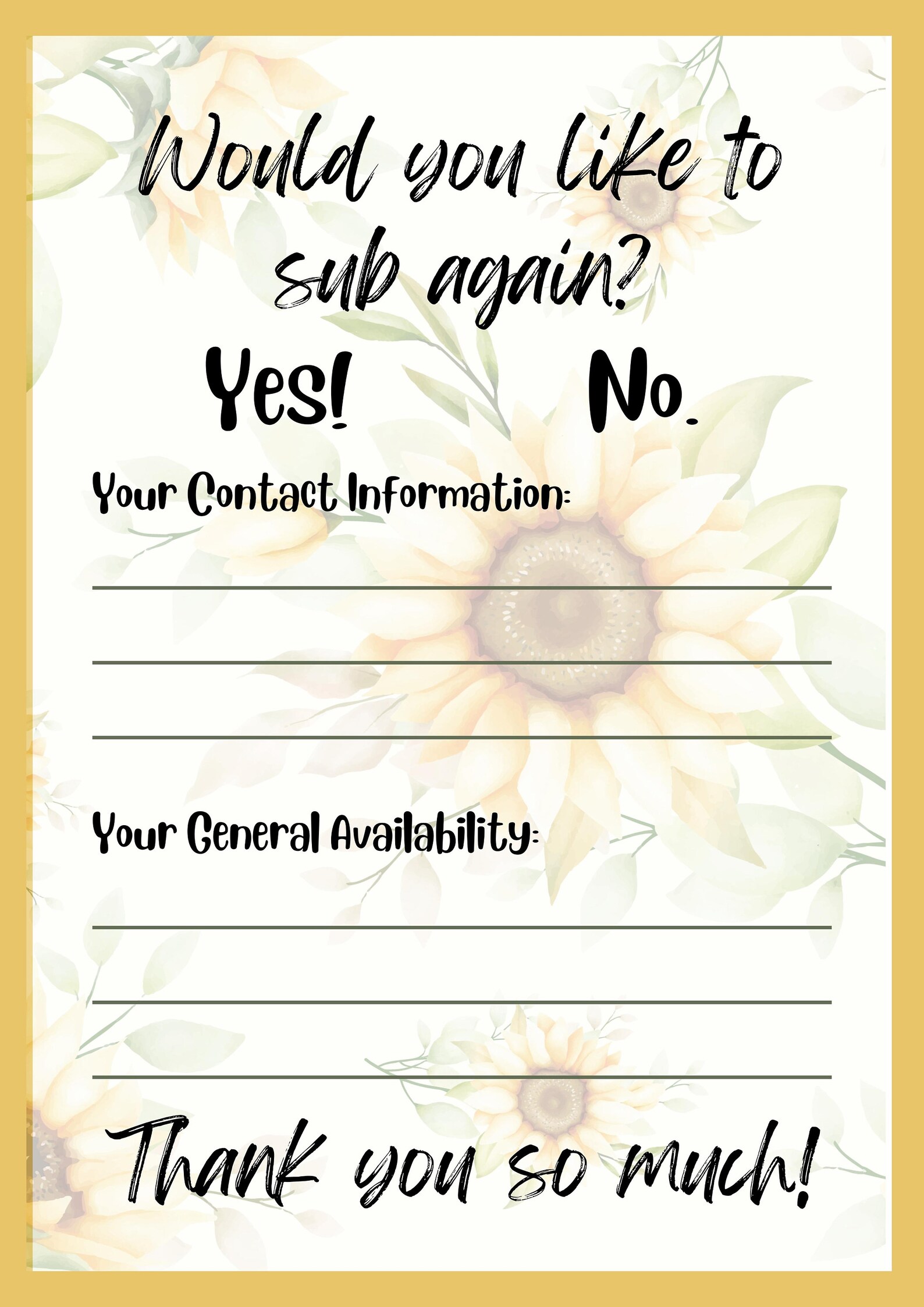 Substitute Teacher Binder Template L Editable L Easy to Edit L Back to ...