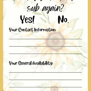 Substitute Teacher Binder Template L Editable L Easy to Edit L Back to ...