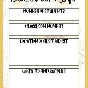 Substitute Teacher Binder Template L Editable L Easy to Edit L Back to ...