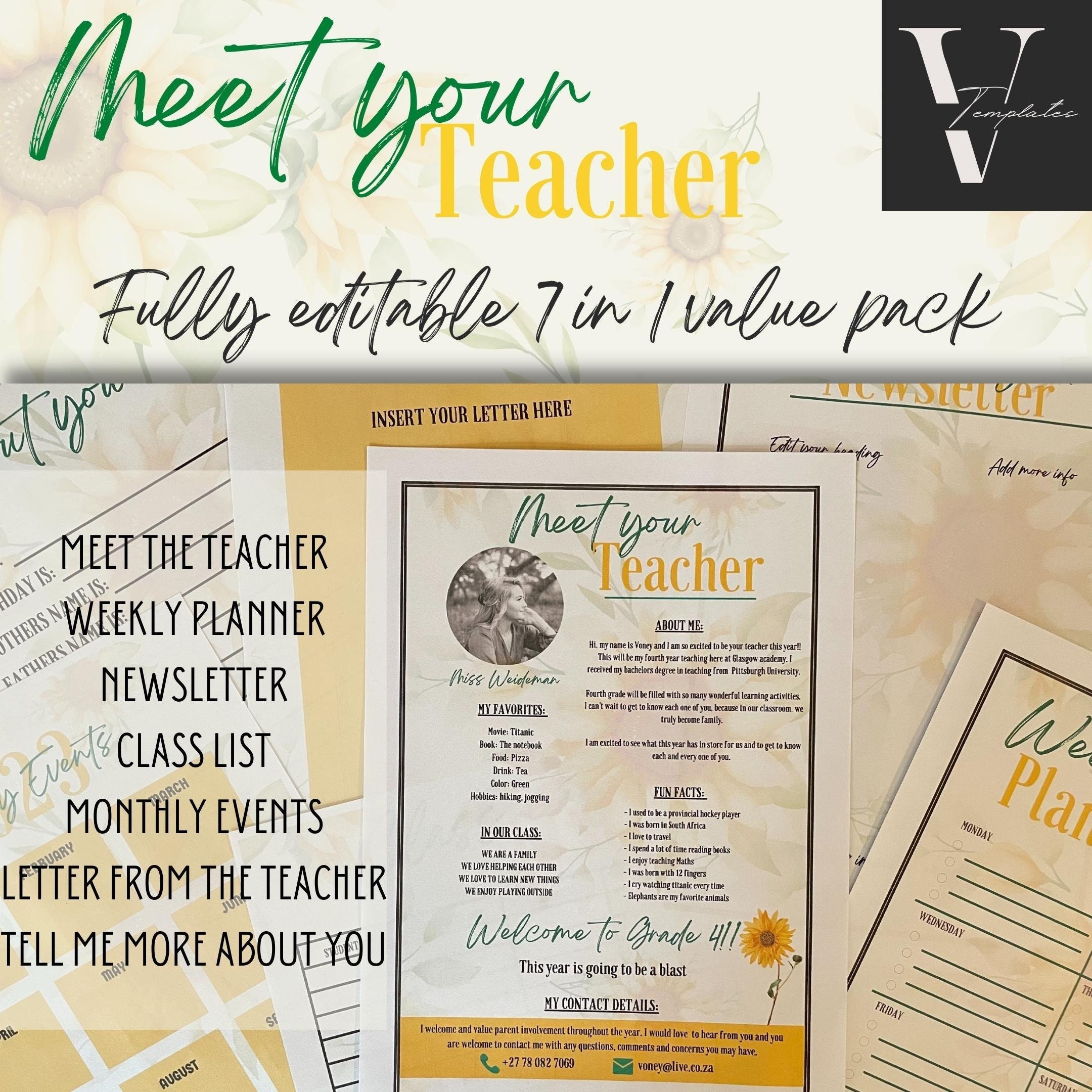 Editable - Meet the Teacher L 7 in 1 Value Pack Template - Etsy