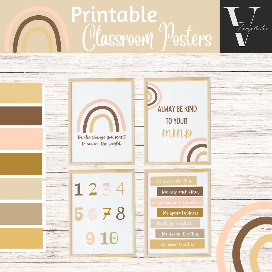 Classroom Posters, Teachers, Boho Rainbow, Back to School, Classroom ...