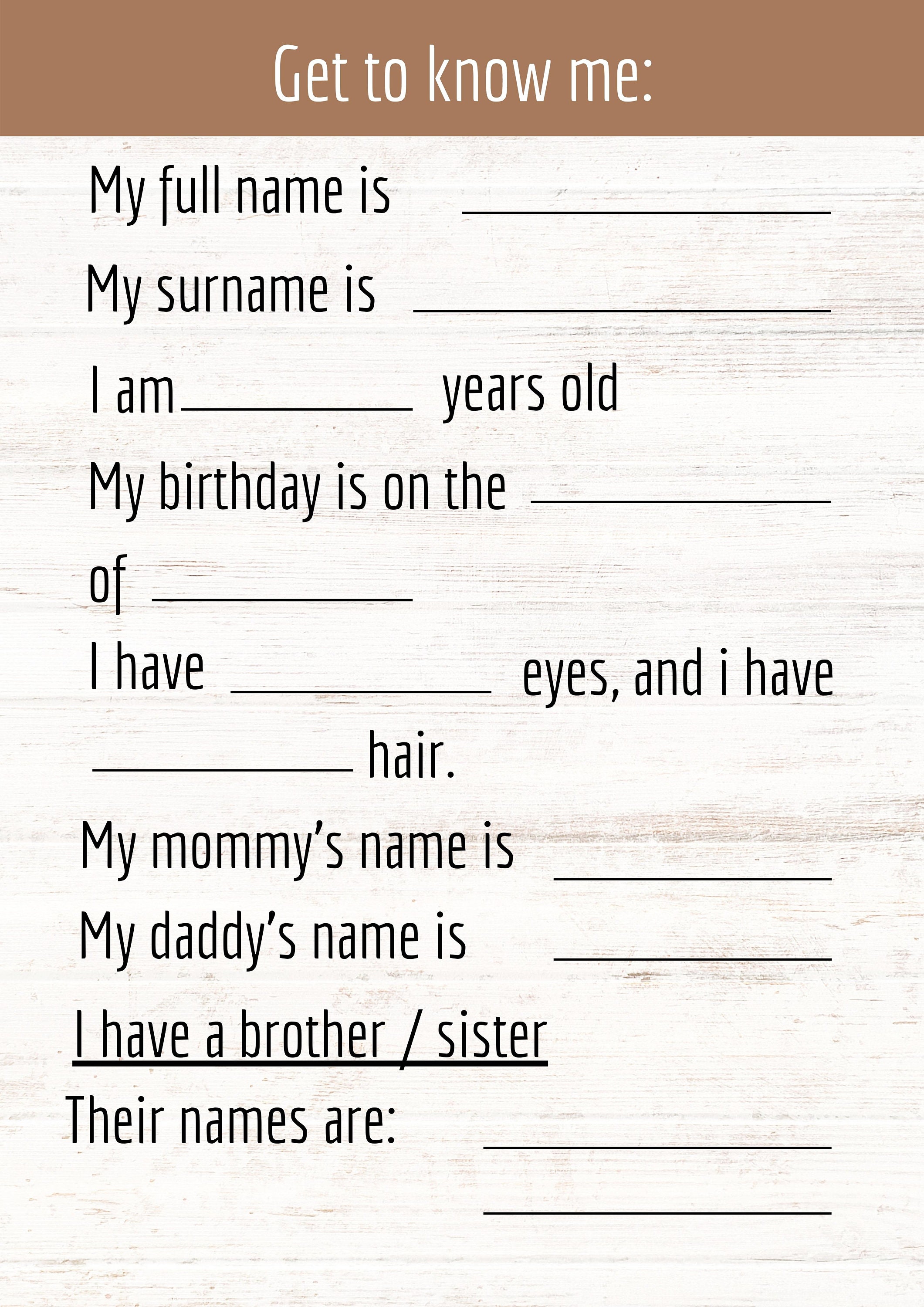 Toddler School Report, All About Me, Template, Editable, Report, Animal ...