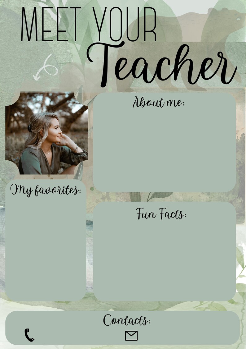 Meet the Teacher Template - Watercolor Green Collage - Etsy
