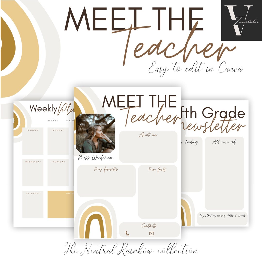 Meet the Teacher- Neutral Rainbow Value Pack - Etsy