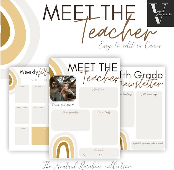 Meet the Teacher Neutral Rainbow Value Pack - Etsy