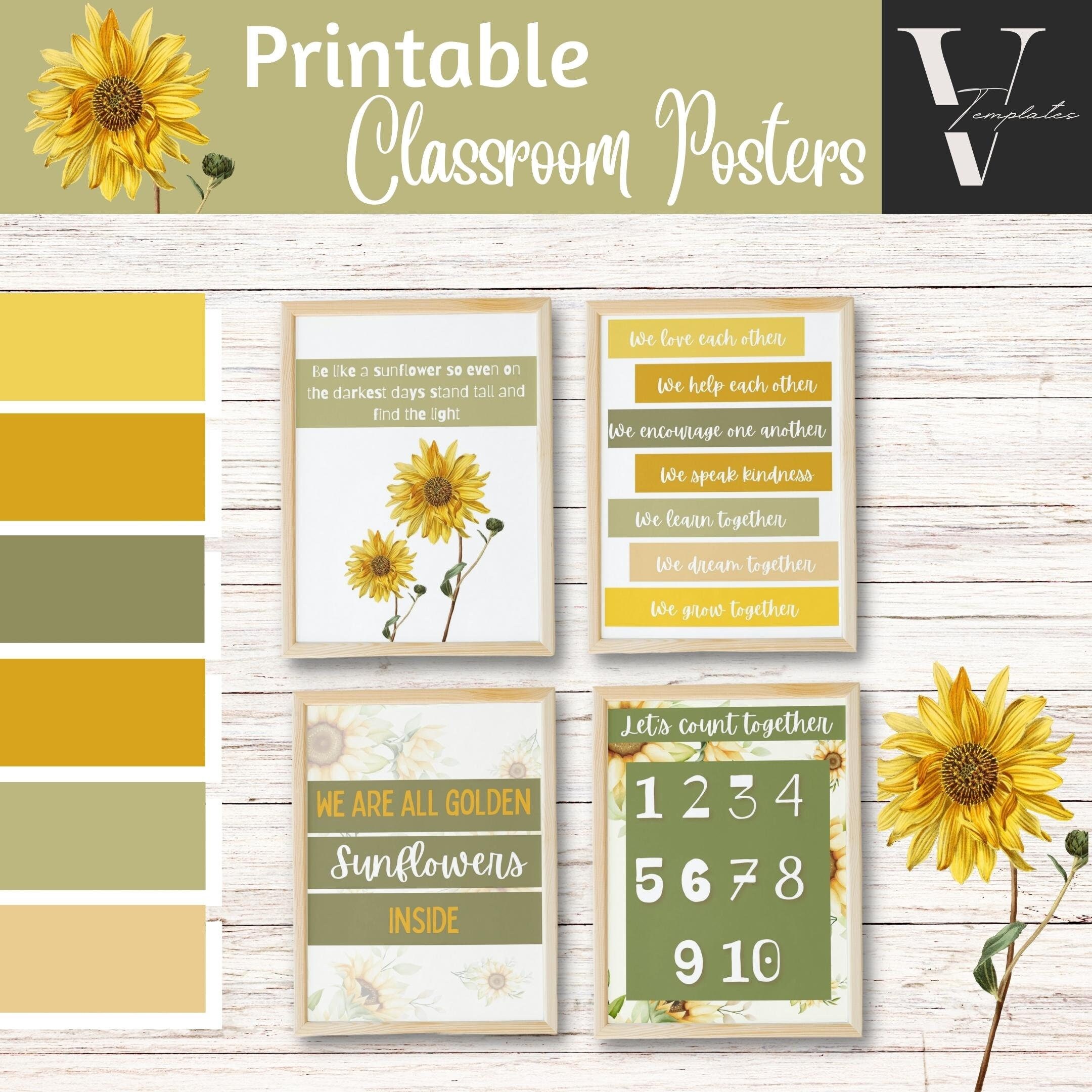 Sunflower Posters, Classroom, Bedroom, Back to School, A3 Size ...