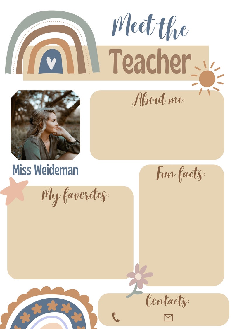 Meet the Teacher Template L Boho Rainbow Style L Value Pack - Etsy
