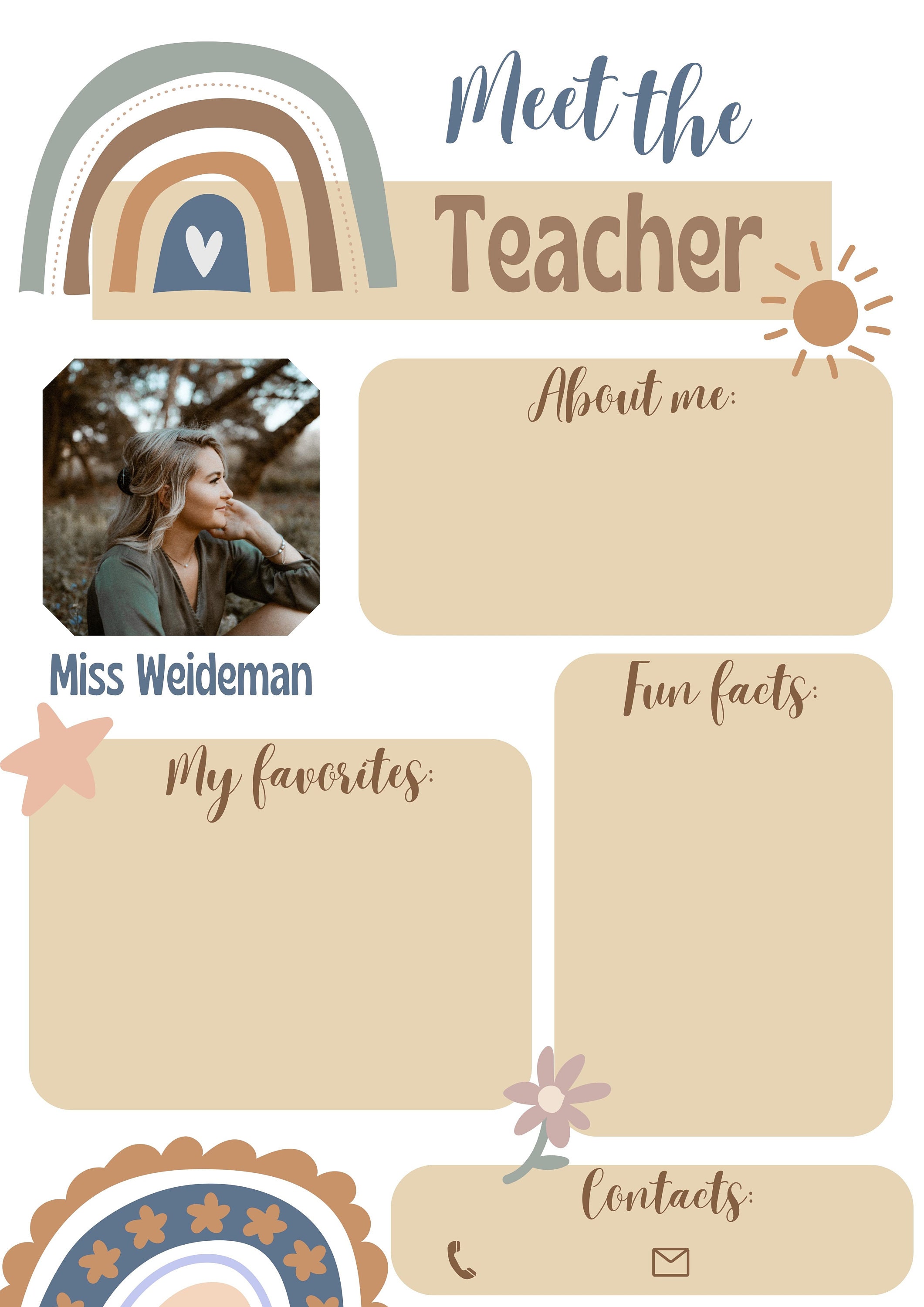 Meet the Teacher Template L Boho Rainbow Style L Value Pack - Etsy
