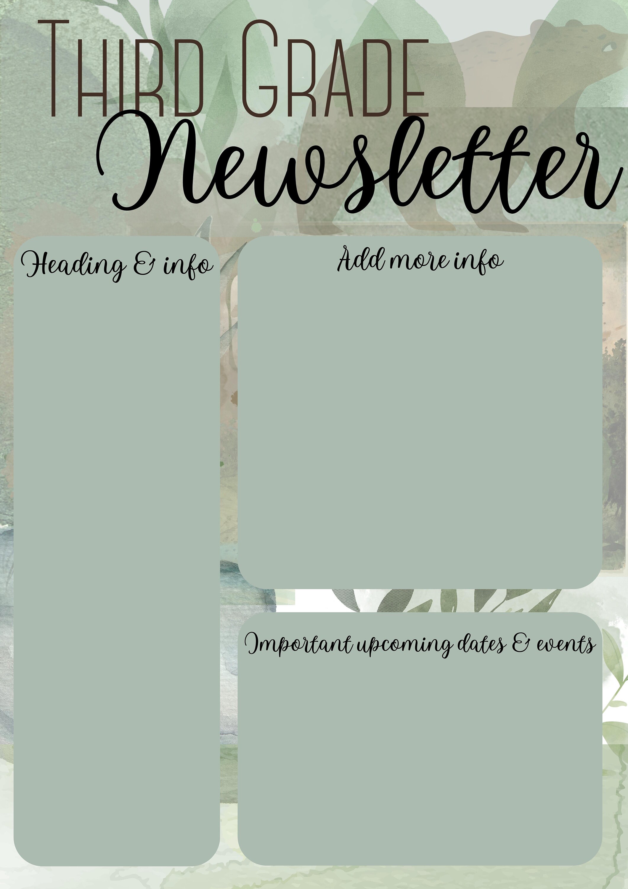 Meet the Teacher Template - Watercolor Green Collage - Etsy