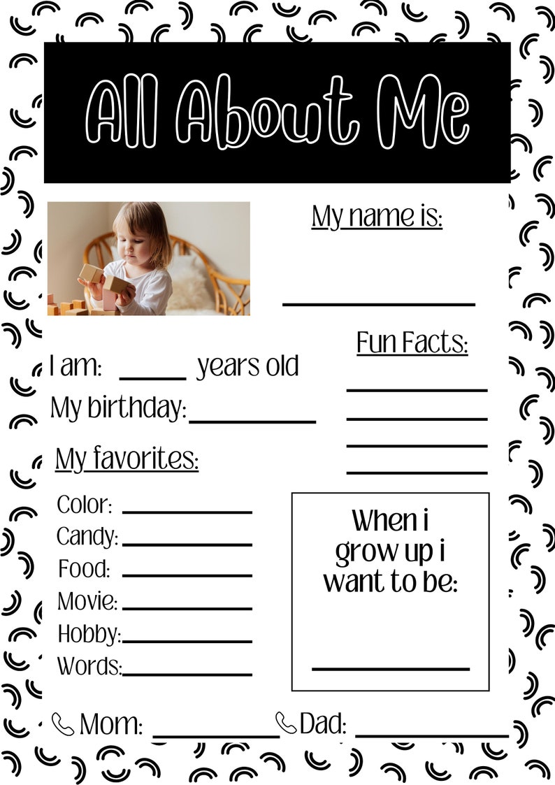 All About Me Editable Template 4 to Choose From, Back to School, All ...