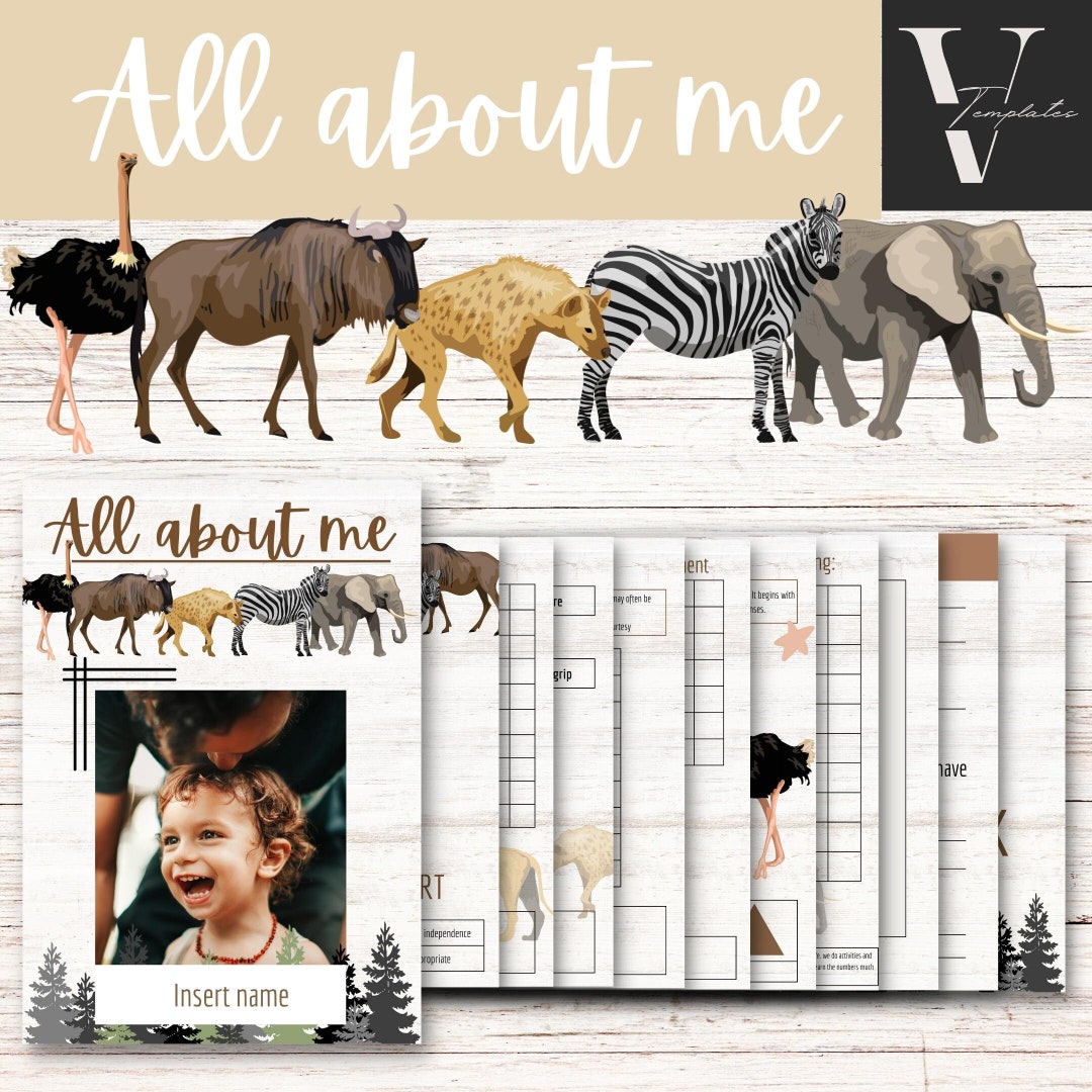 Toddler School Report, All About Me, Template, Editable, Report, Animal ...