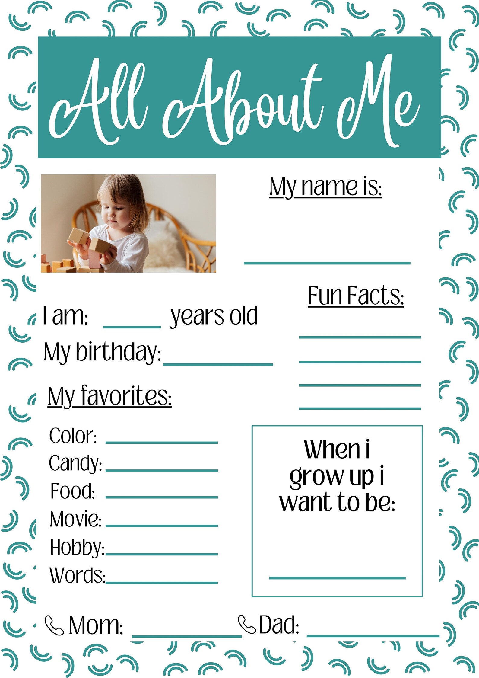 All About Me Editable Template 4 to Choose From, Back to School, All ...