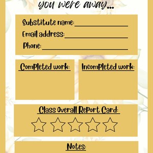 Substitute Teacher Binder Template L Editable L Easy to Edit L Back to ...