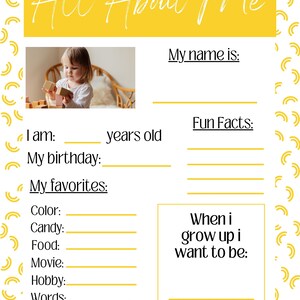 All About Me Editable Template 4 to Choose From, Back to School, All ...