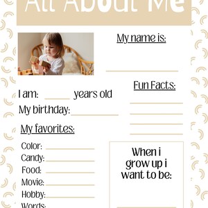 All About Me Editable Template 4 to Choose From, Back to School, All ...