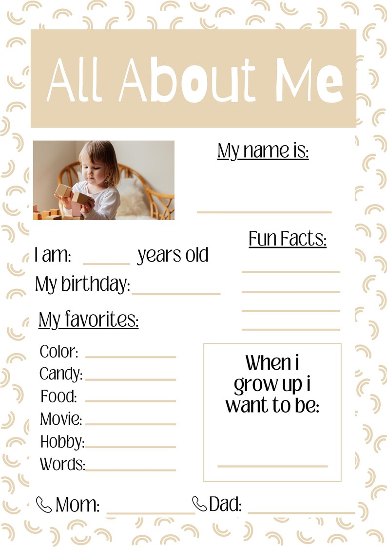 All About Me Editable Template 4 to Choose From, Back to School, All ...
