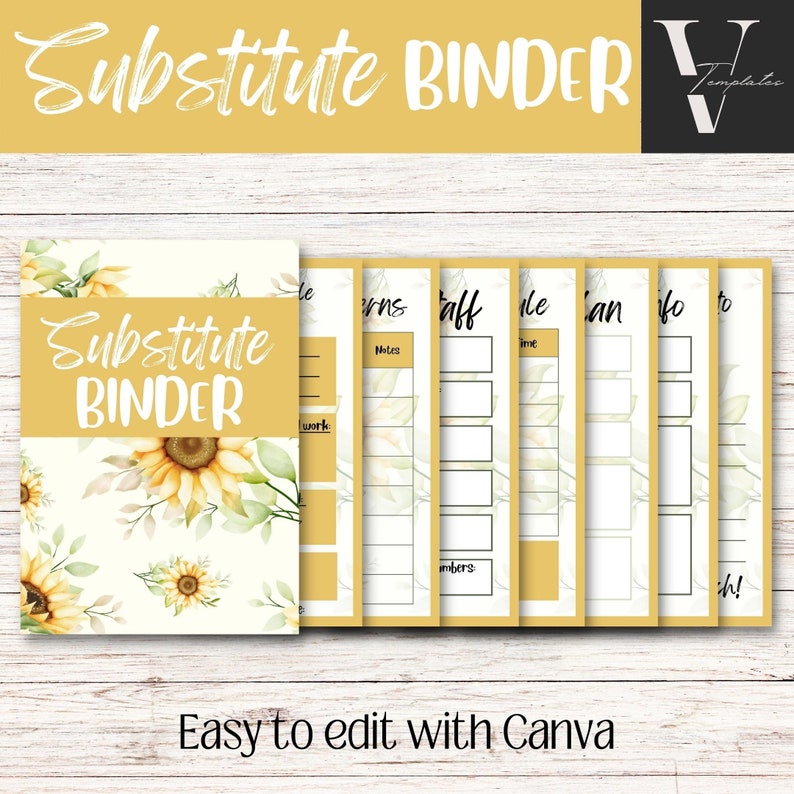 Substitute Teacher Binder Template L Editable L Easy to Edit L Back to ...