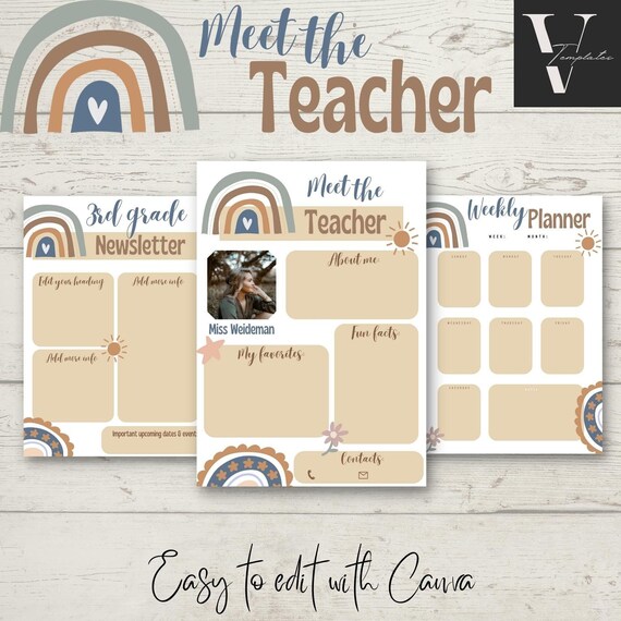 Meet the Teacher Template L Boho Rainbow Style L Value Pack - Etsy