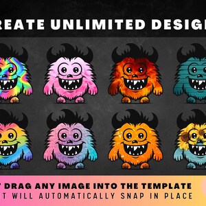 Cute Monsters Halloween CANVA FRAMES, Easy Drag and Drop Editable Canva ...