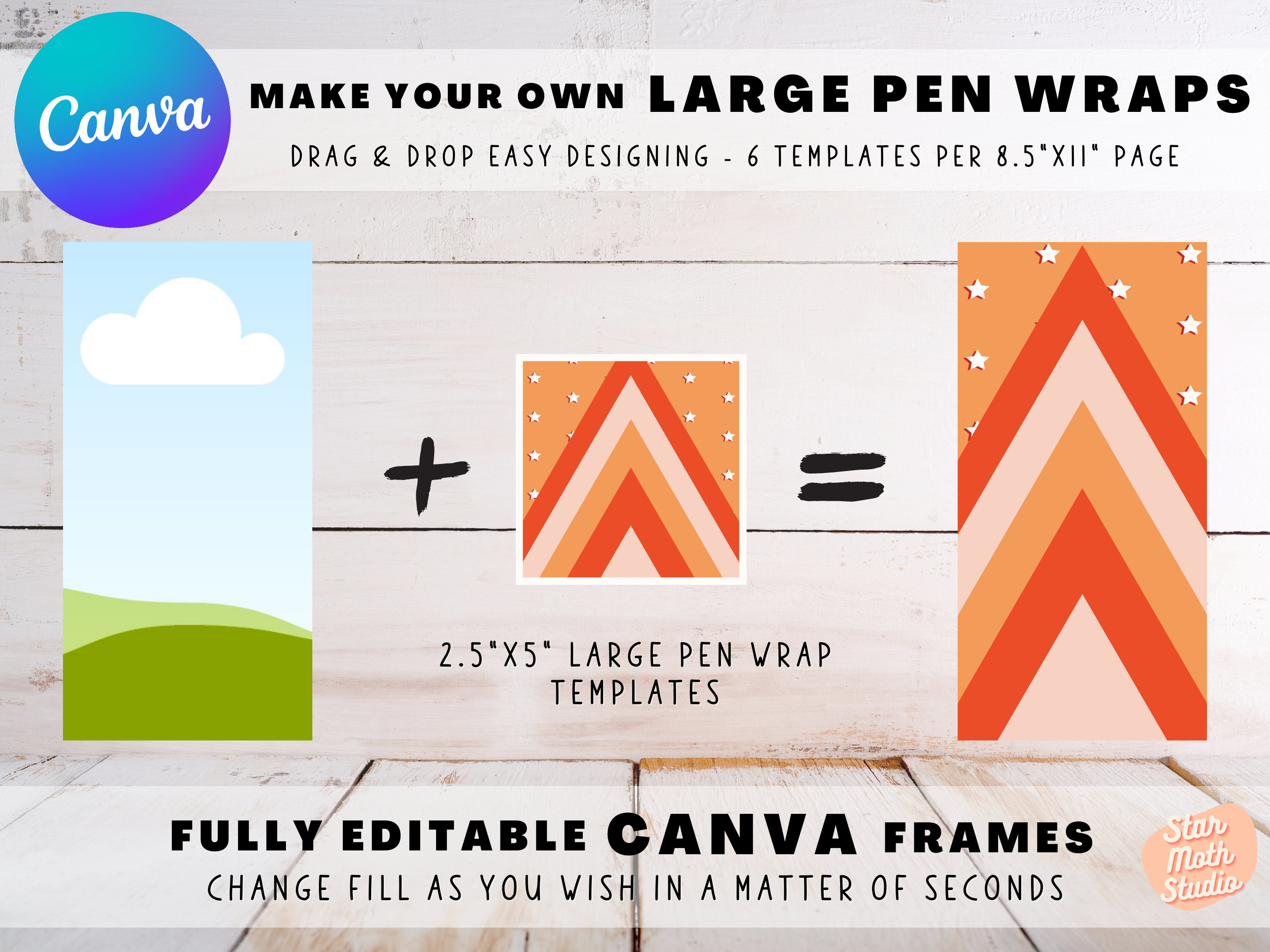Make Your Own Large PEN WRAPS on CANVA, 6 Editable Canva Element ...