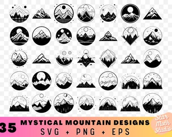 MEGA Geometric Mountain and Forest BUNDLE, Mountain Svg Hand Drawn ...