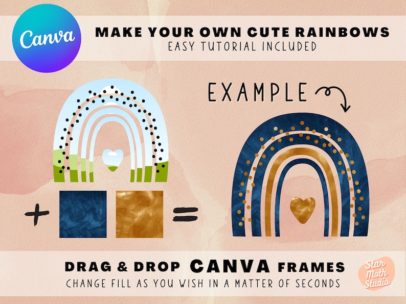 Fill Your Own RAINBOWS on CANVA, Editable Canva Frames Bundle, Set of ...