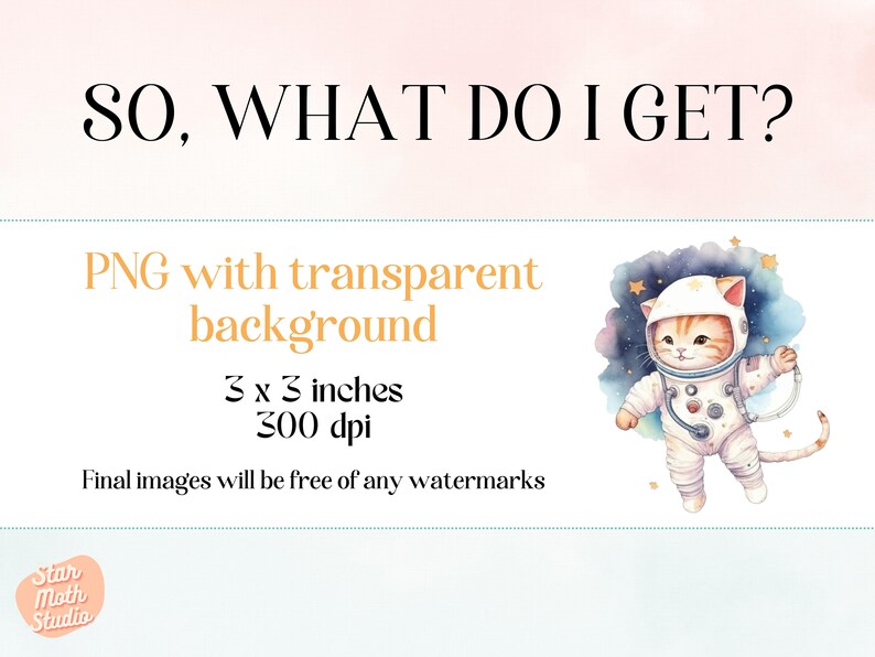 20 PNG Watercolor Adorable Space Astronaut Kittens Clipart Set, Fantasy ...