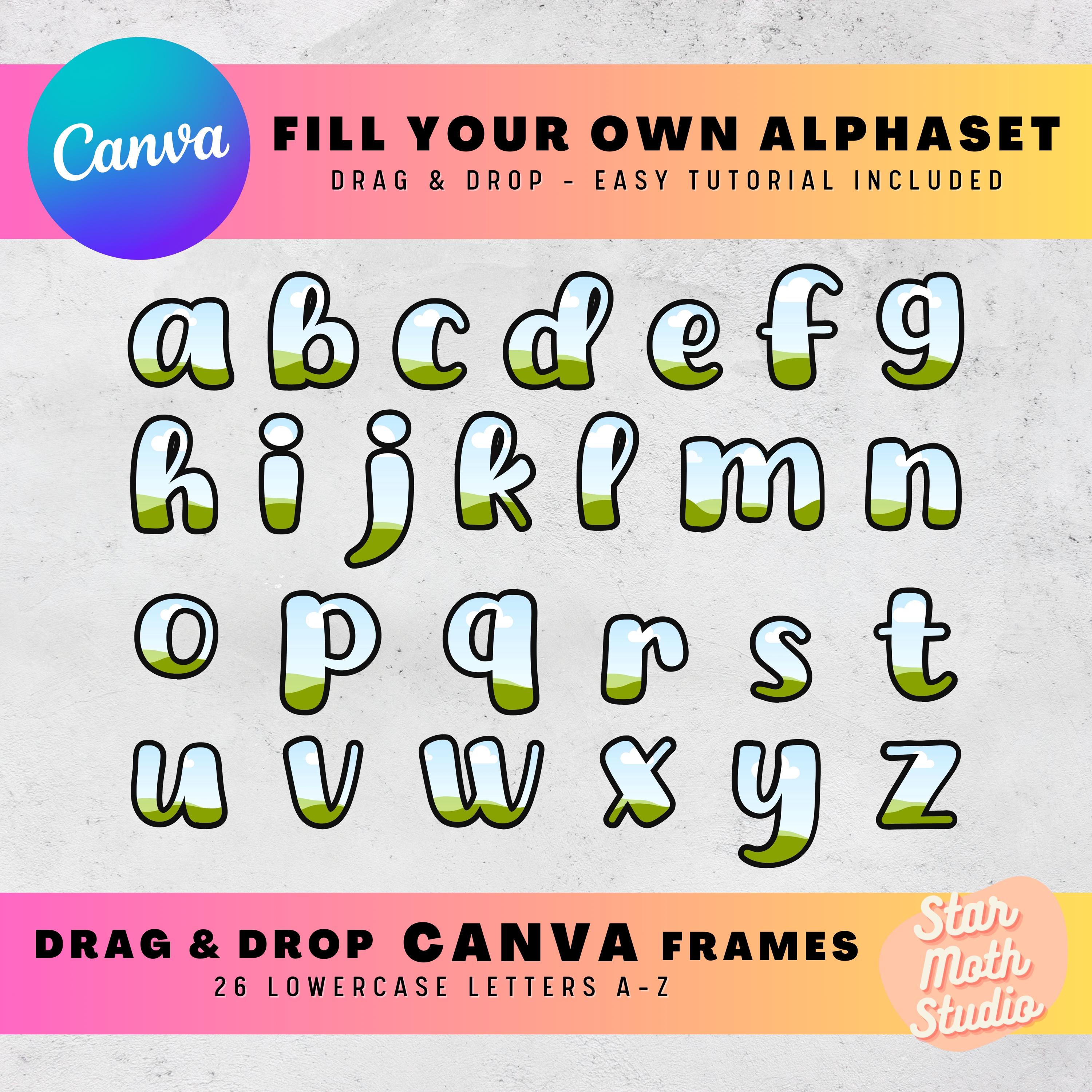 CANVA LETTERS ALPHABET - Drag and Drop, Fill Your Own Alphaset Bundle ...