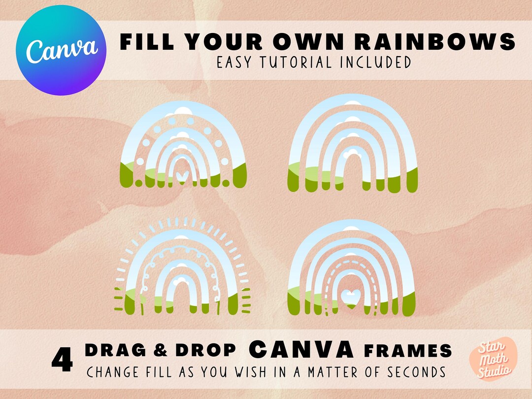 Fill Your Own RAINBOWS on CANVA, Editable Canva Frames Bundle, Set of 4 ...