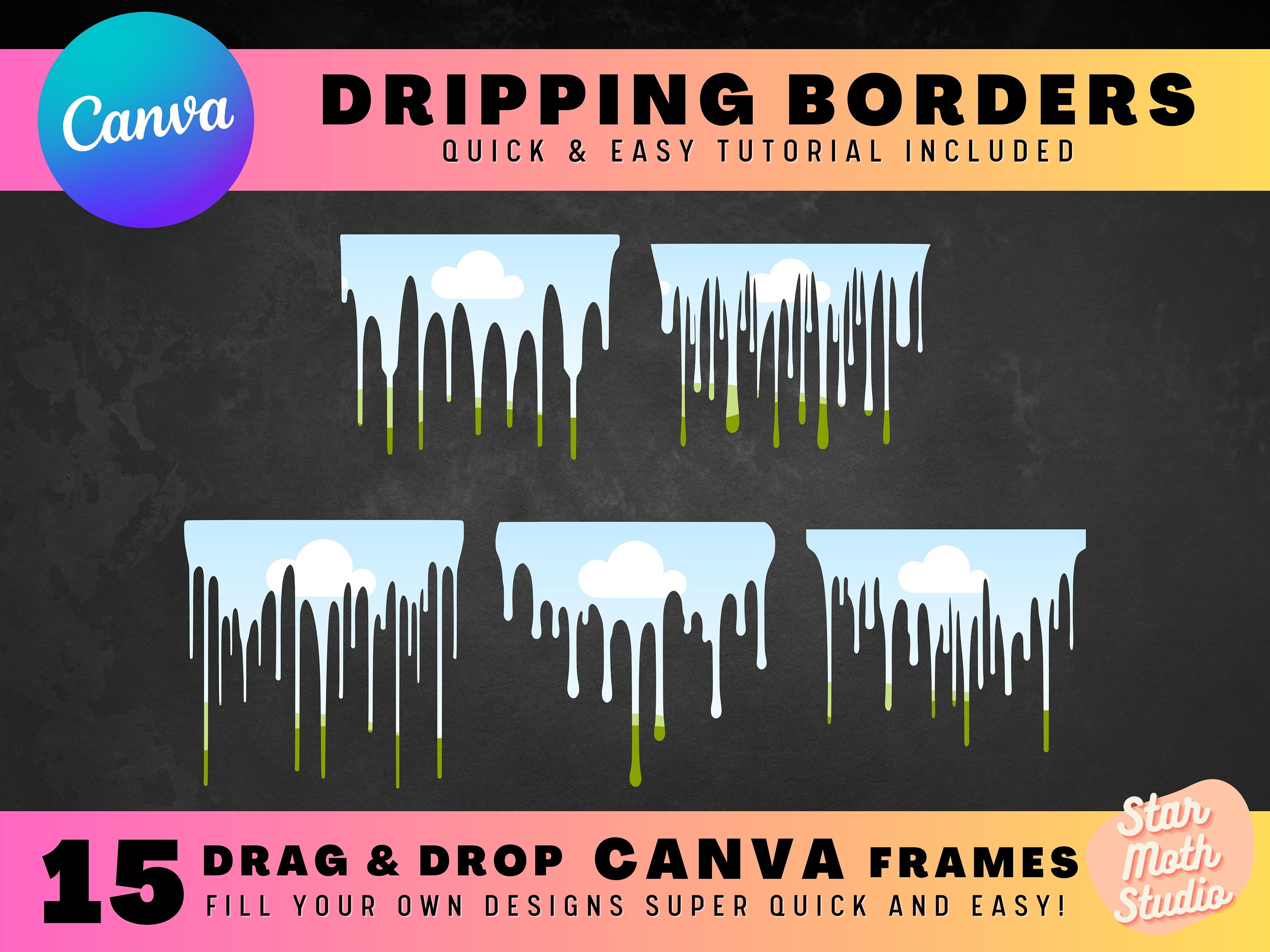 Make Your Own Dripping Borders on CANVA Canva Frames Bundle - Etsy