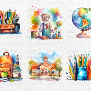 Back to School Watercolor Clipart Bundle - PNG, 300 Dpi, Notebook ...