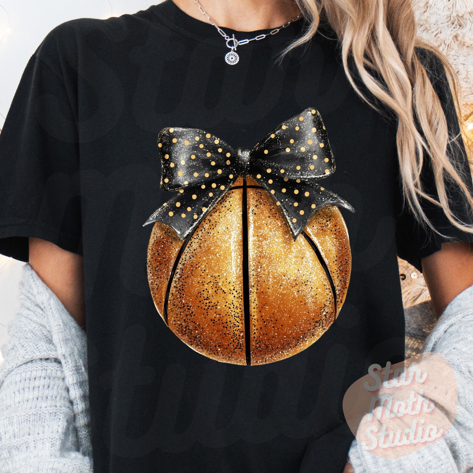 Coquette Basketball With Bow PNG File, Black Glitter Bow Png, Glitter ...