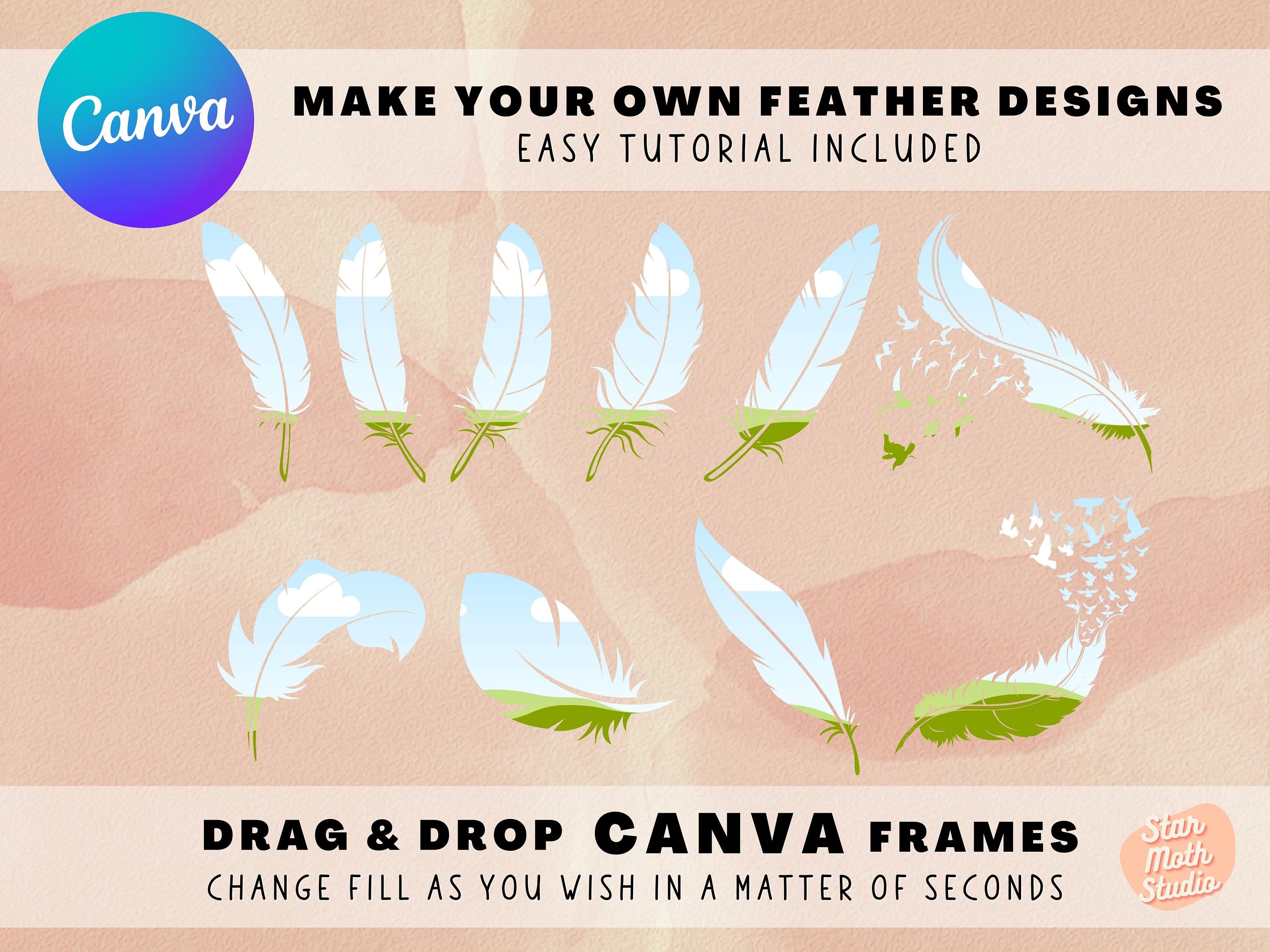 CANVA Frames Make Your Own FEATHER Sublimation Designs on Canva ...