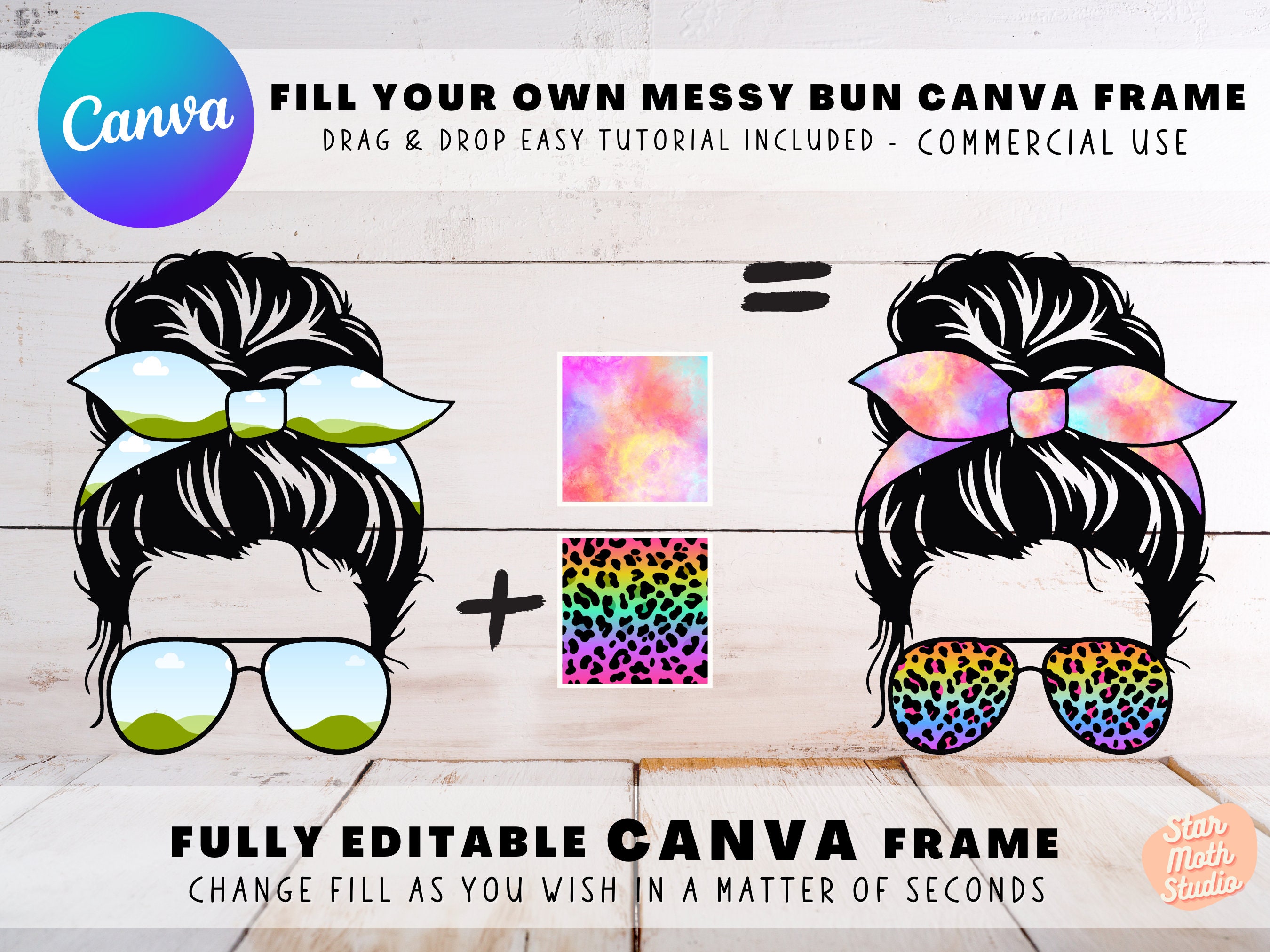 Make Your Own MESSY BUN on CANVA, Messy Bun Mom Life Canva Frame ...