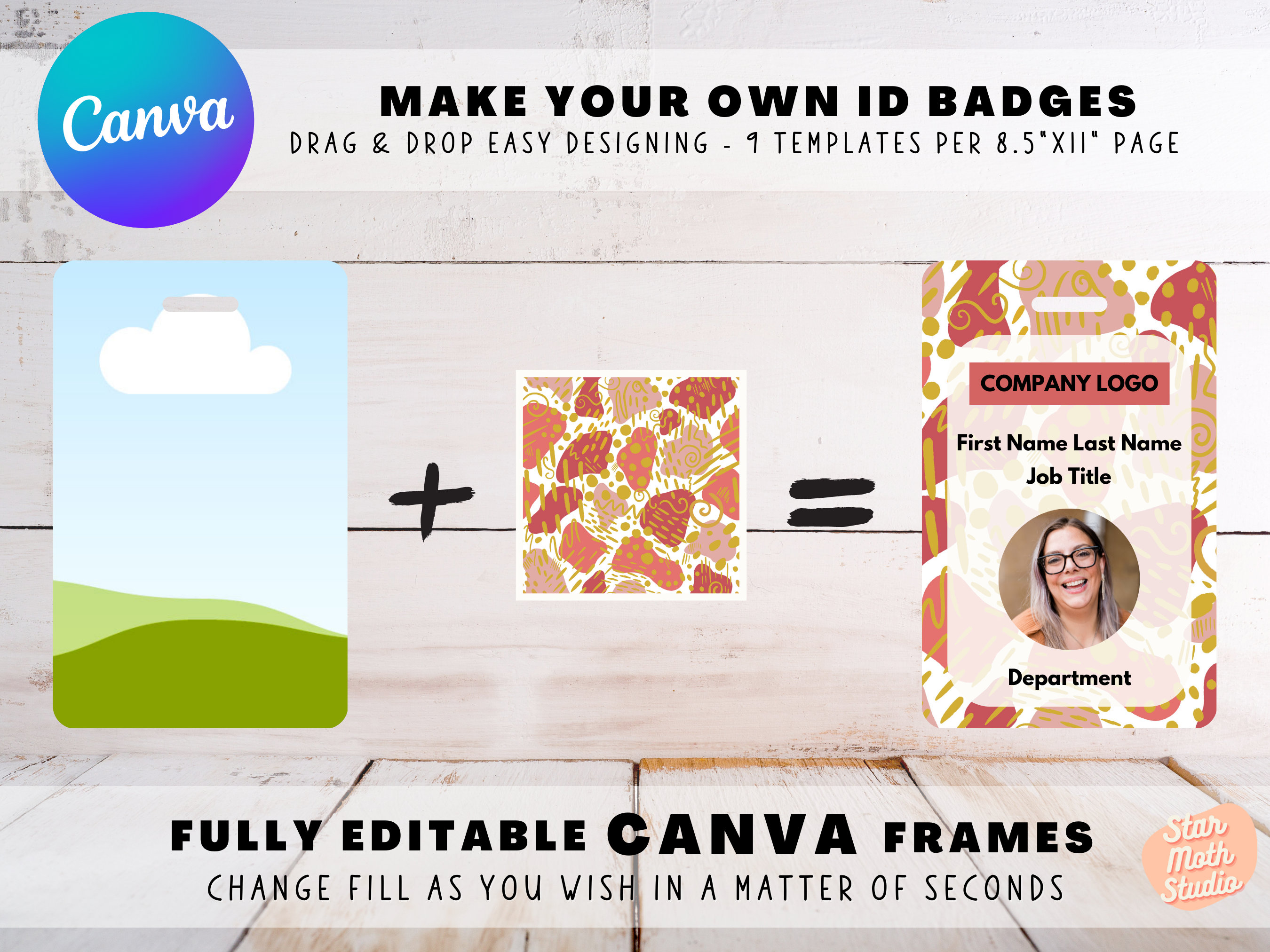 Make Your Own ID BADGES on CANVA, 9 Editable Canva Element Templates ...