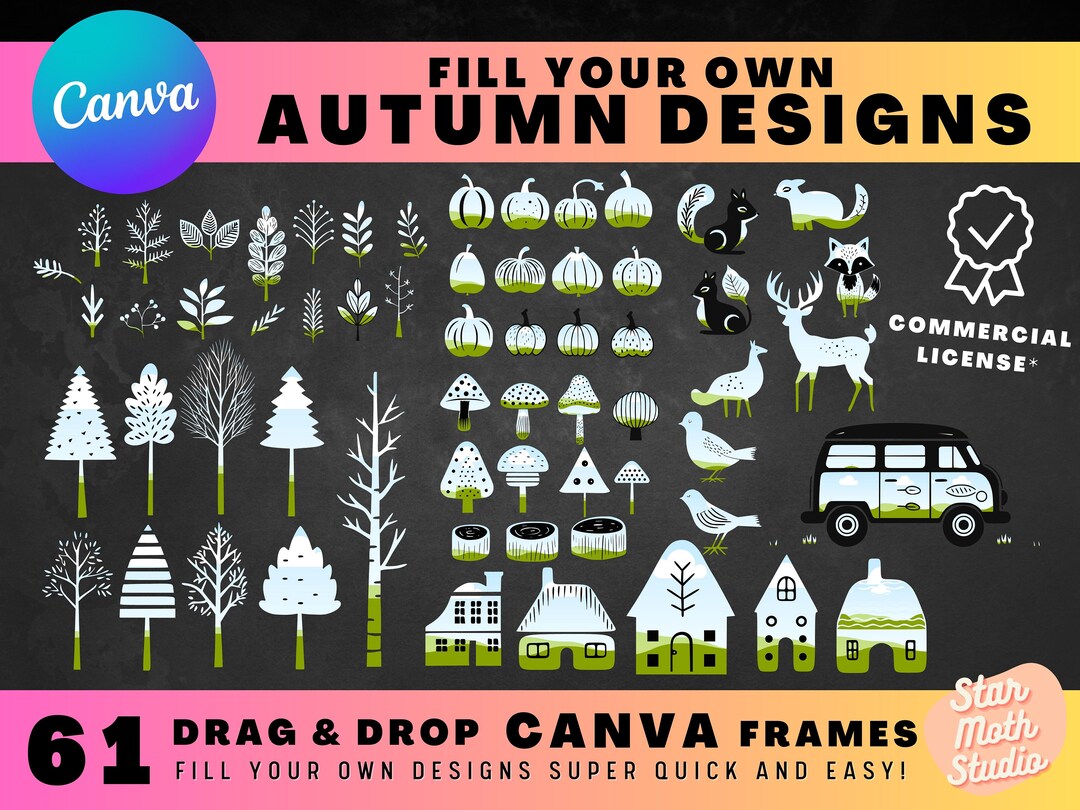 Scandinavian Style Autumn Fall CANVA FRAMES, Easy Drag and Drop ...