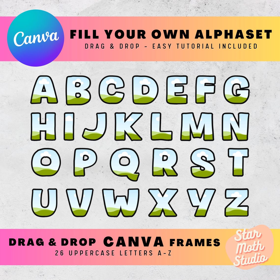 CANVA LETTERS ALPHASET - Fill Your Own, Drag and Drop, Fillable ...