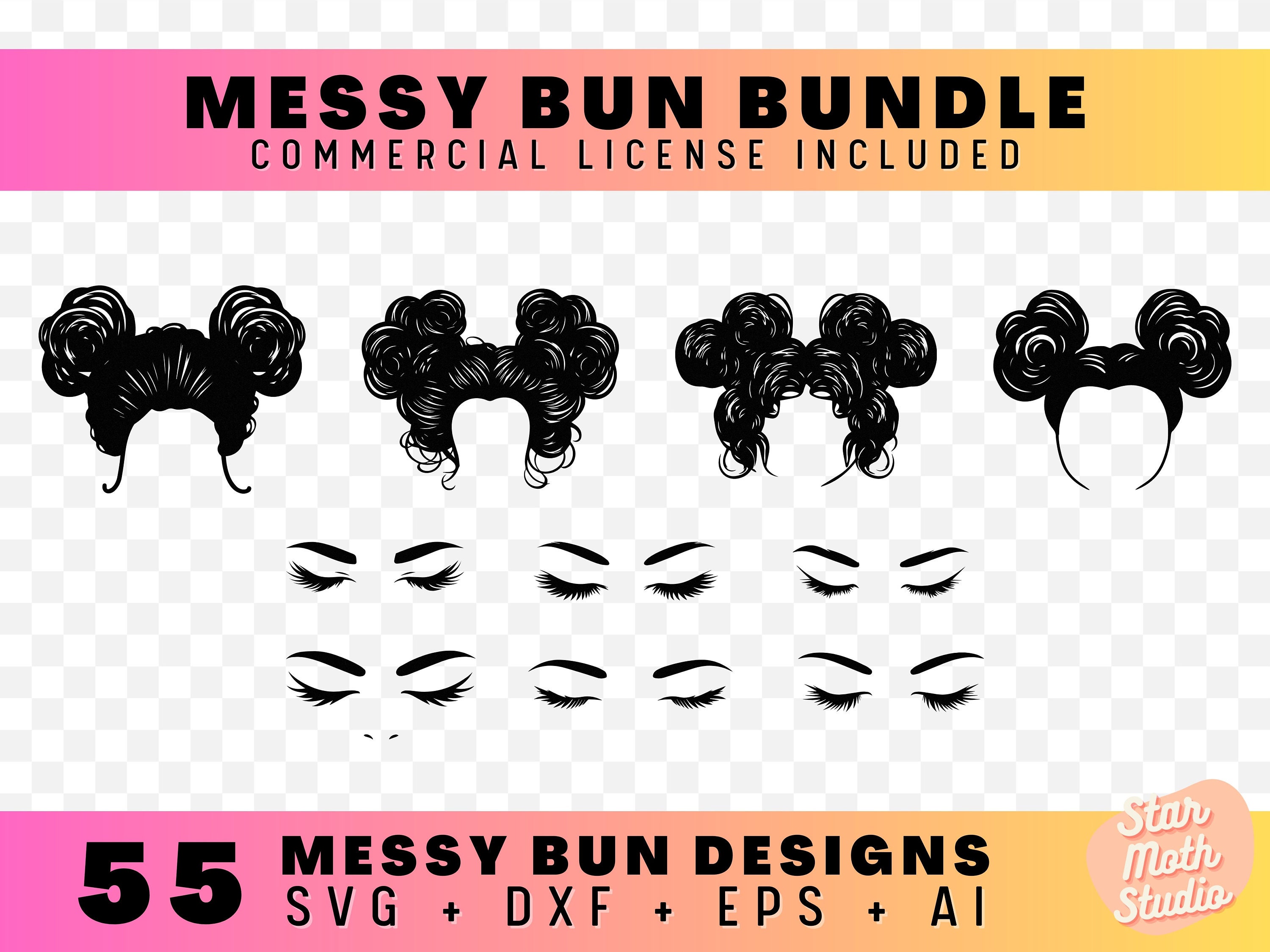 55 Messy Bun SVG Bundle, Messy Bun Designs, Mom Life Svg, Woman Svg ...