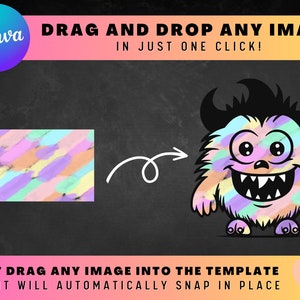 Cute Monsters Halloween CANVA FRAMES, Easy Drag and Drop Editable Canva ...