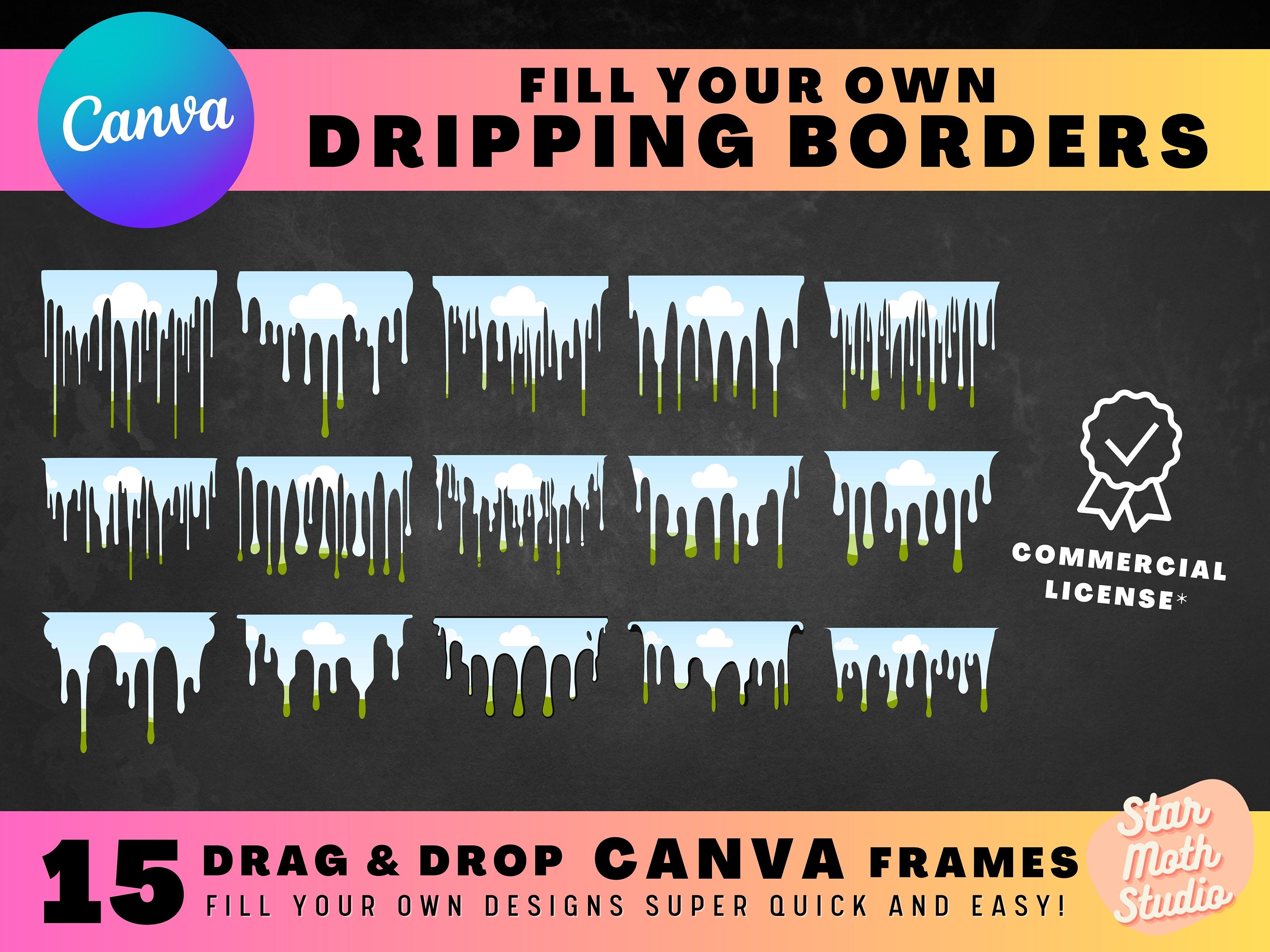 Make Your Own Dripping Borders on CANVA Canva Frames Bundle - Etsy
