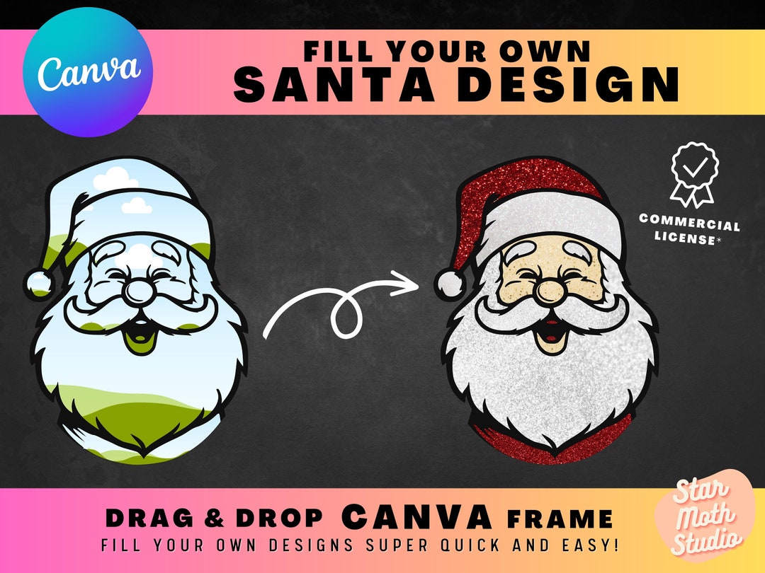 Cute Christmas Santa Claus CANVA FRAMES, Easy Drag and Drop Editable ...