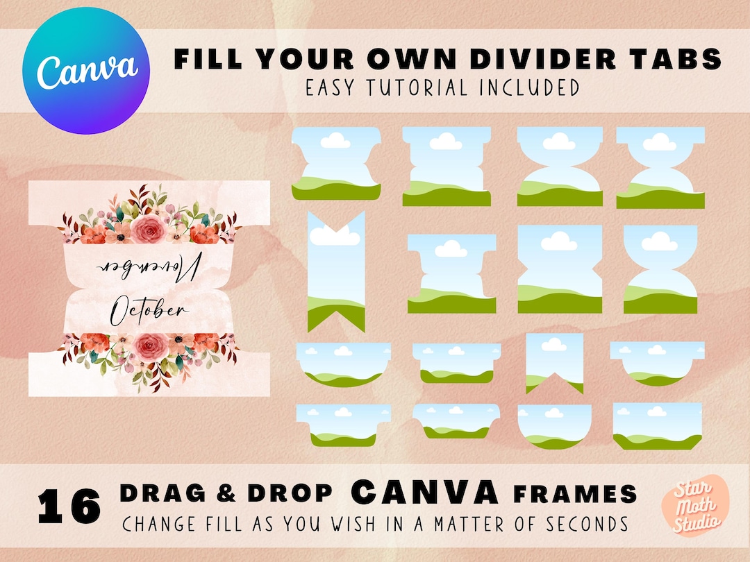 Make Your Own Planner Divider TABS on CANVA, Custom Canva Frames, Drag and Drop Canva Template ...