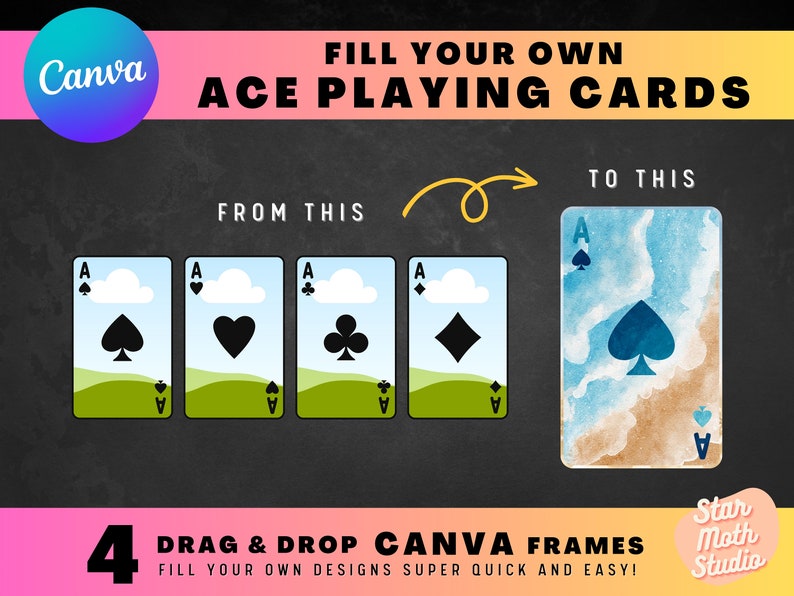 Ace Playing Cards Canva Frames Bundle - Easy Drag and Drop Design ...