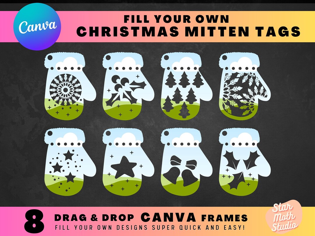 Make Your Own CHRISTMAS MITTEN Gift Tags on CANVA Bundle - Etsy