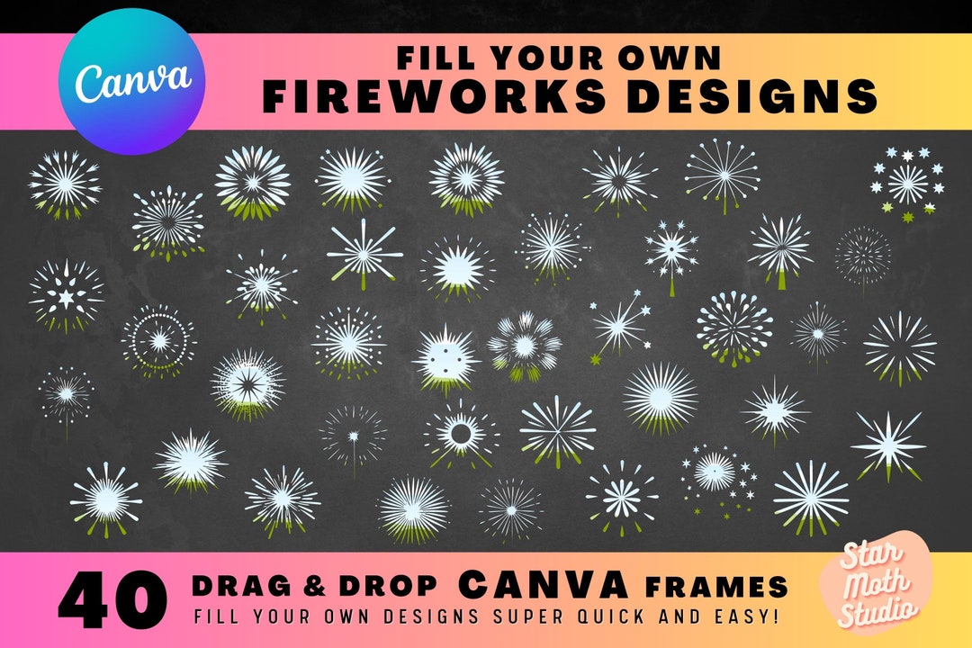 Fireworks CANVA FRAMES, Easy Drag and Drop Editable Canva Template ...