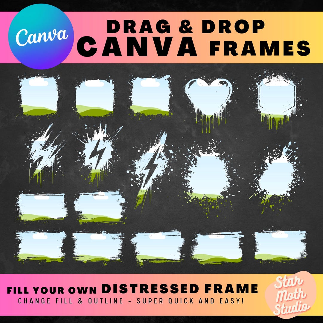 Bleach Effect Distressed Edge CANVA FRAMES, Drag and Drop Editable ...