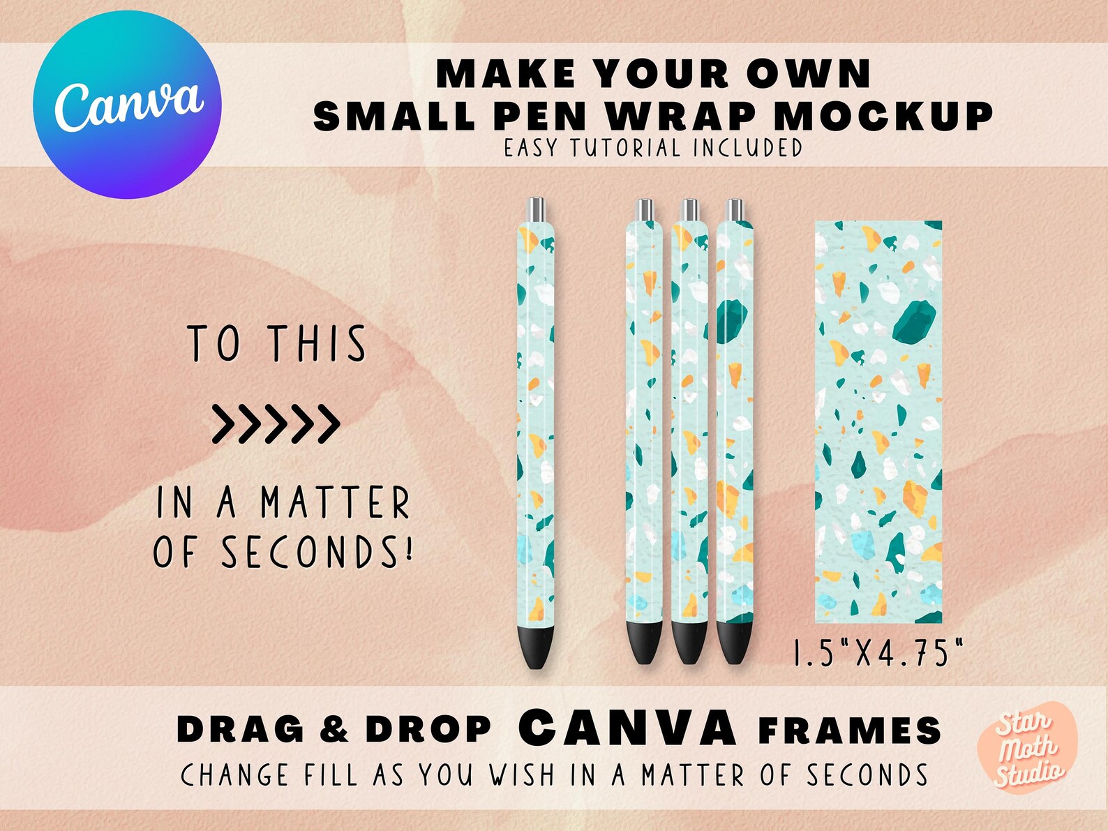 Canva Mockup for Epoxy Pen Wraps, Drag and Drop Mockup Template for ...