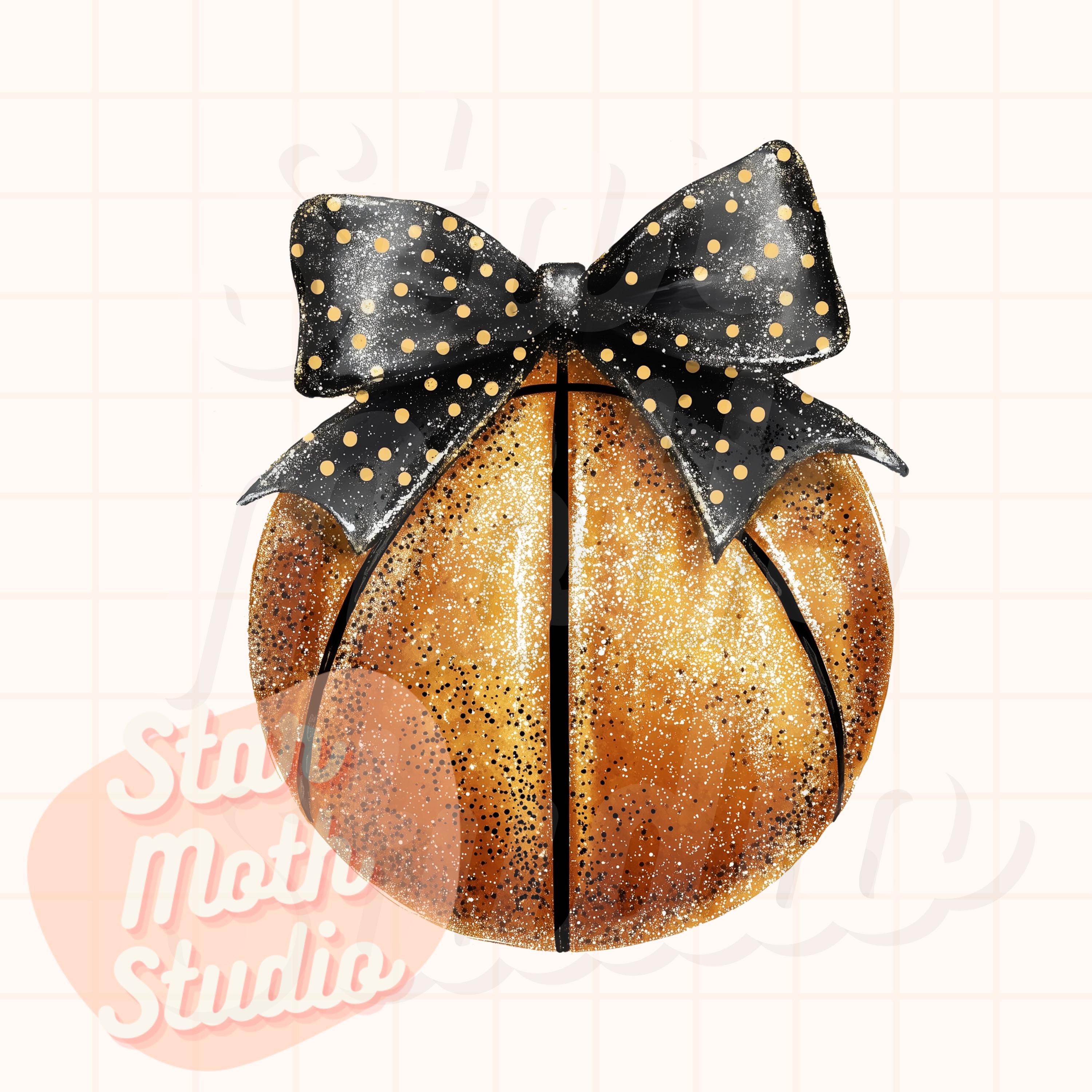 Coquette Basketball With Bow PNG File, Black Glitter Bow Png, Glitter ...