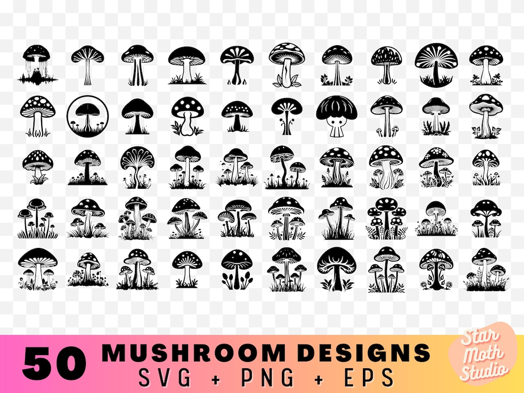 Mushroom Silhouette SVG Cutting Files, Mushroom PNG Clipart, Cut Files ...