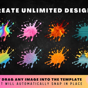 Paint Splatters CANVA FRAMES, Easy Drag and Drop Editable Canva ...
